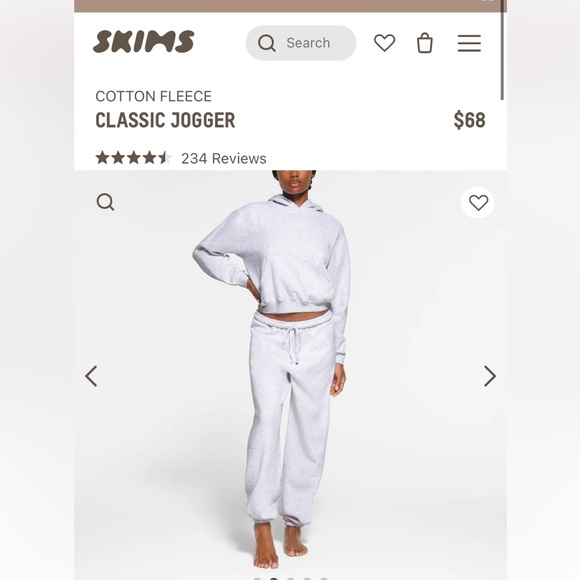 SKIMS | Pants & Jumpsuits | Skims Classic Light Grey Jogger | Poshmark